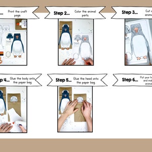 Penguin Paper Bag Puppet Kit | Fun Craft Activity | Penguin Themed ...