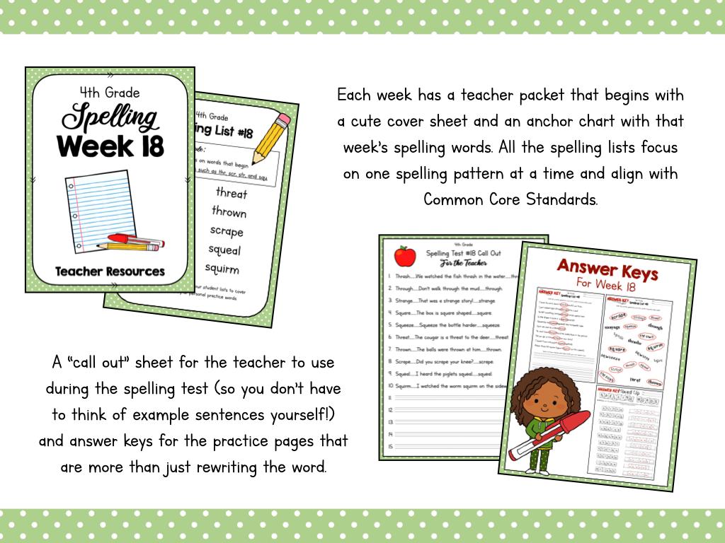 4th Grade Spelling Curriculum | Complete Full-year Printable Spelling ...