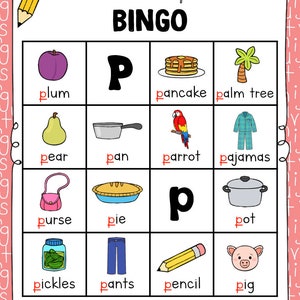 Letter P Bingo Game | Etsy