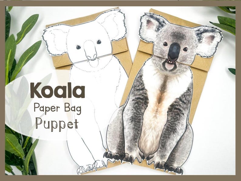 Printable Koala Puppet Craft | Sea Turtle Paper Craft Template | Beach ...