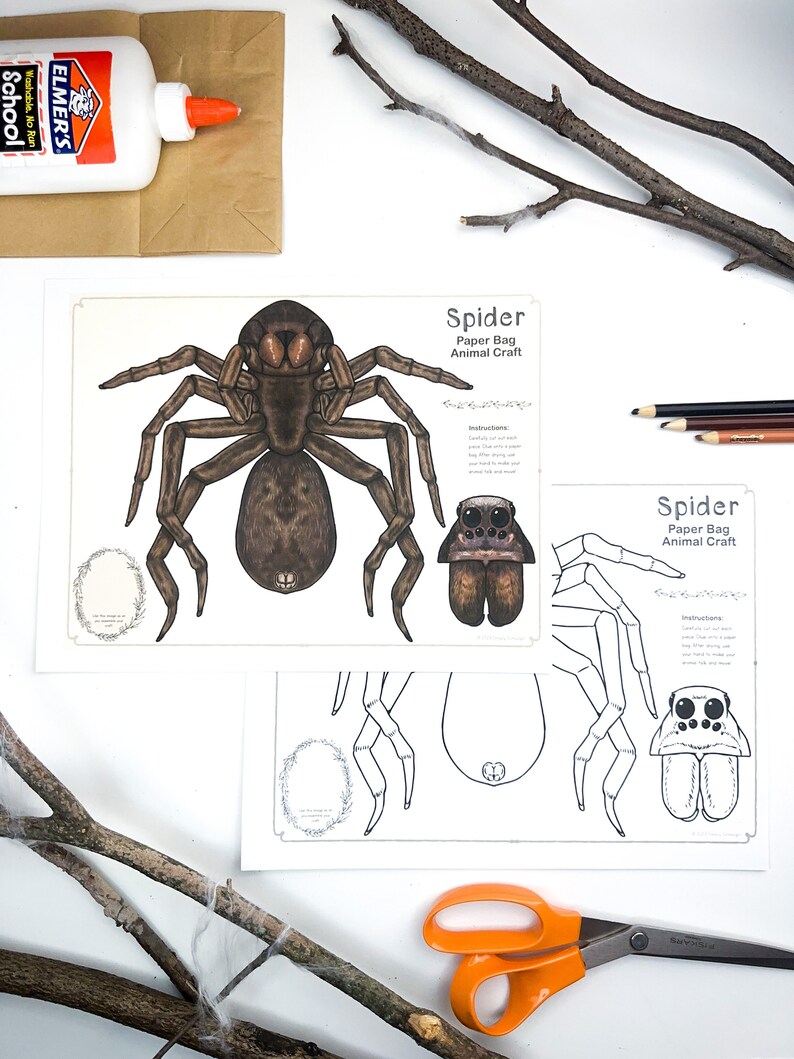 DIY SPIDER Paper Bag Puppet PDF | Printable Kids Craft Template | Fun ...