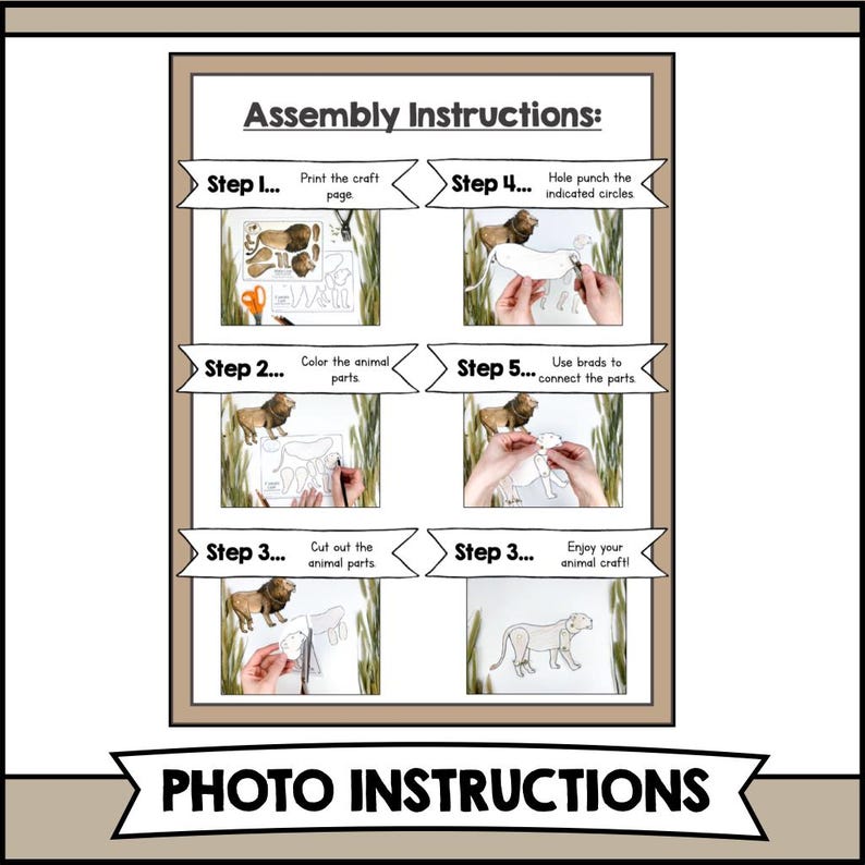 PRINTABLE Lion Puppet Craft Template | DIY Articulated Lion PDF | Kids ...