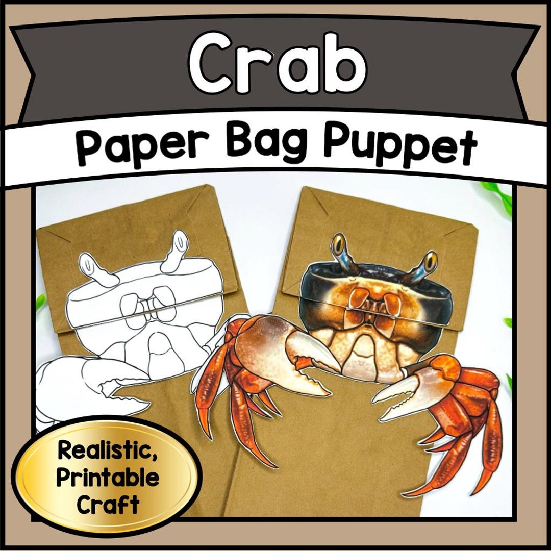 Crab | Paper Bag Puppet | Printable Craft | Crabs - Etsy