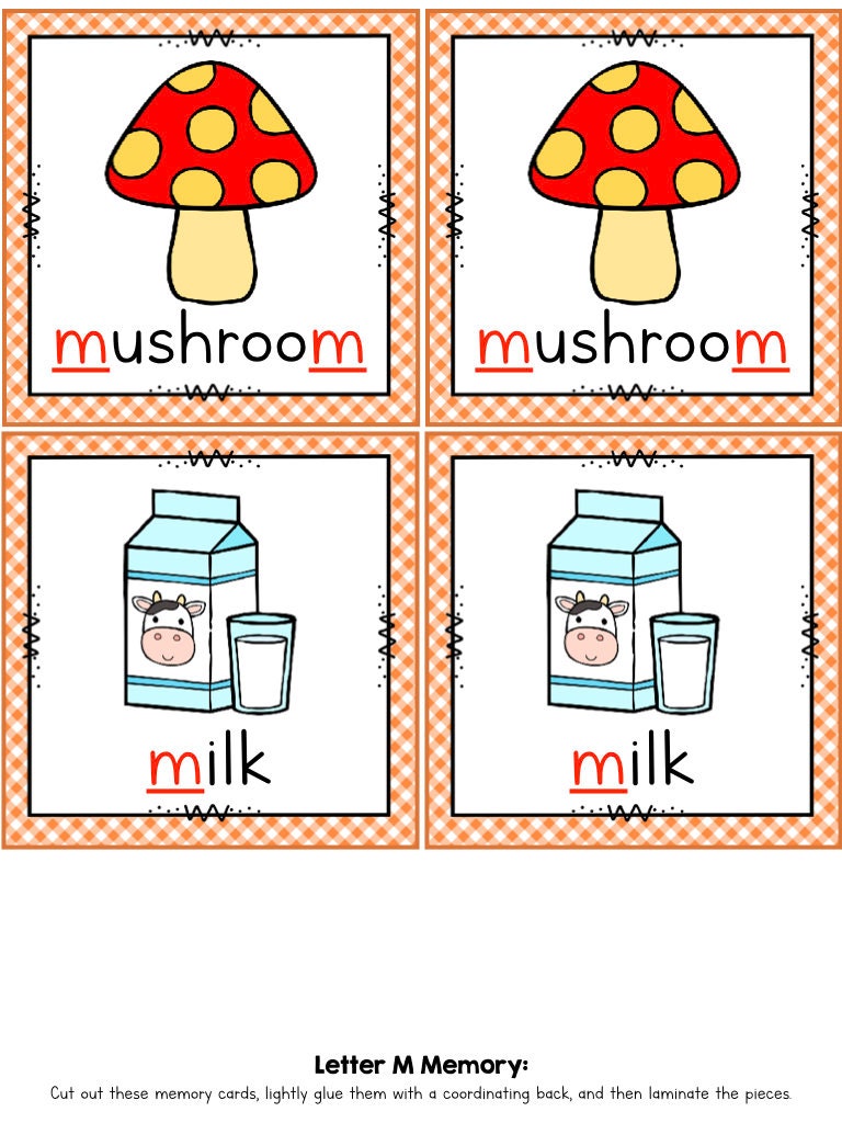 Letter M Memory Game Etsy