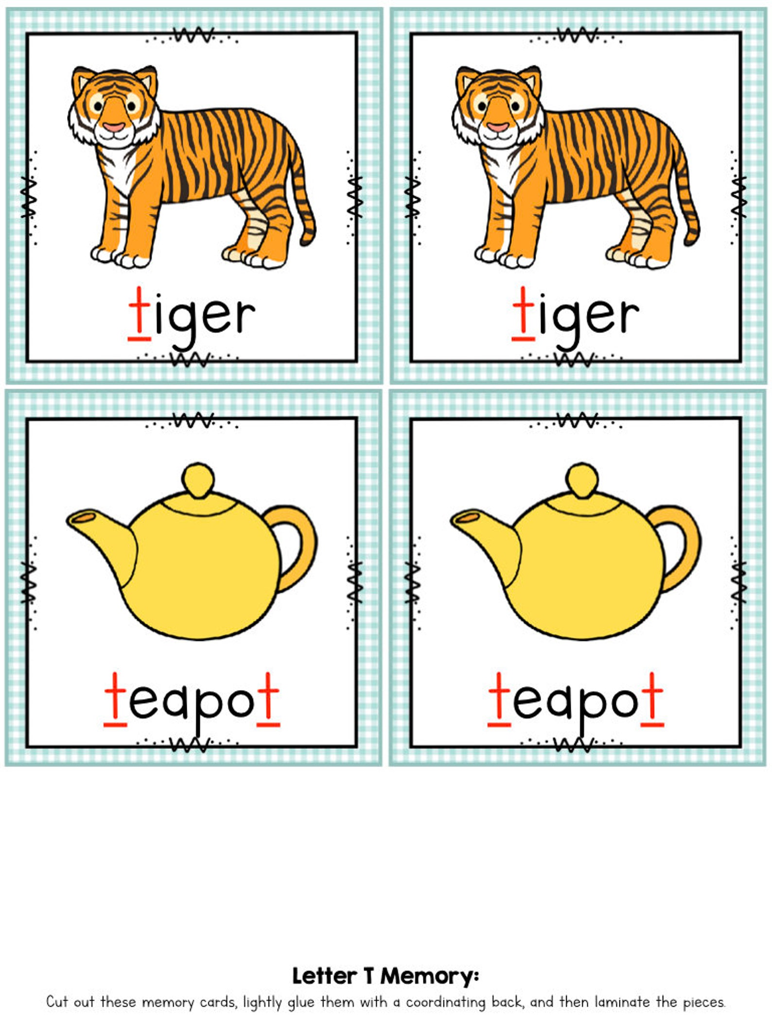 Letter T Memory Game - Etsy