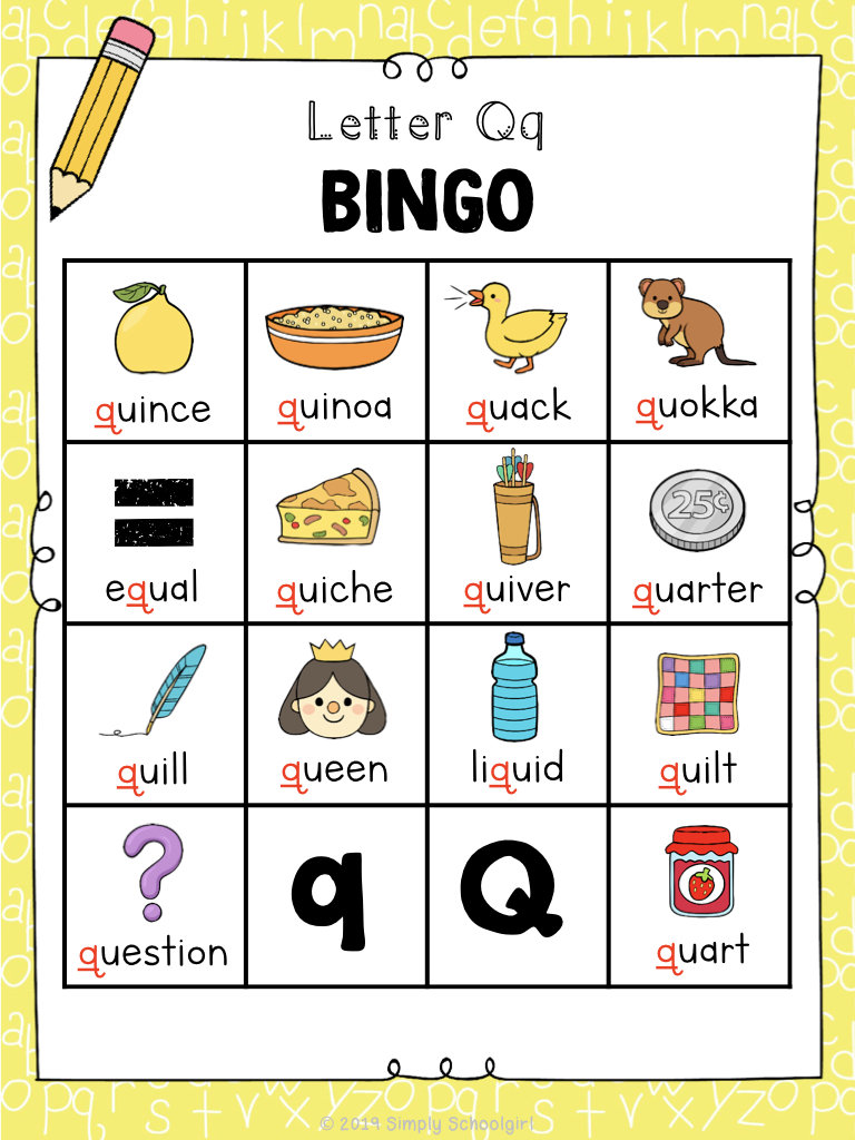 Letter Q Bingo Game - Etsy