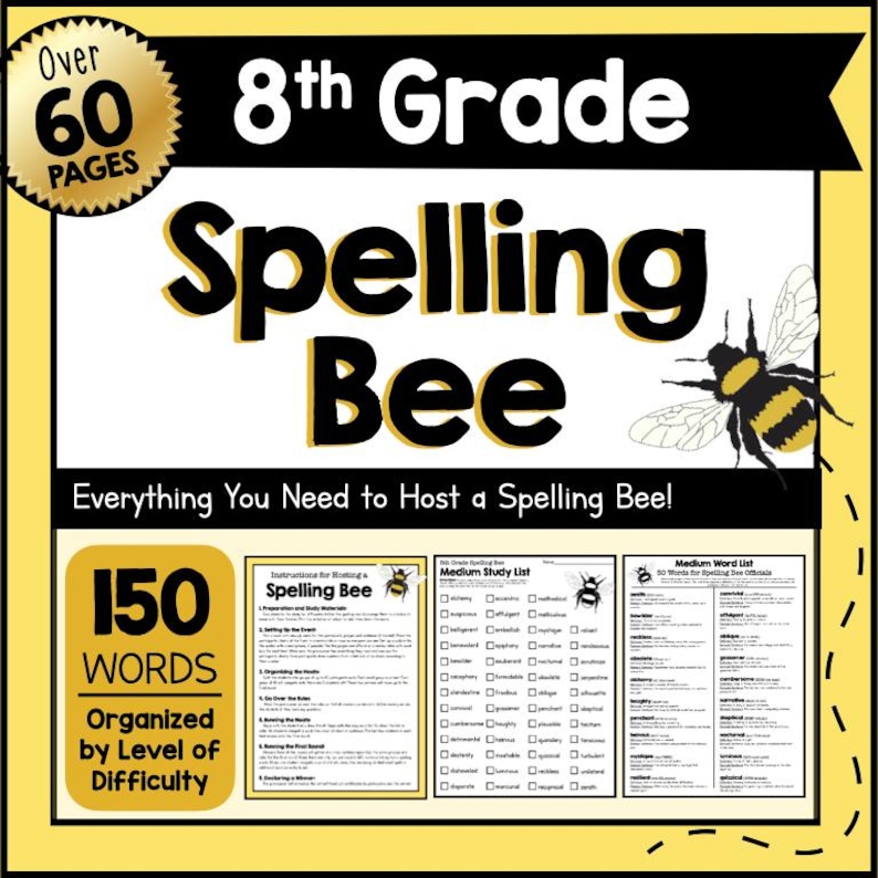 8th GRADE SPELLING Bee Word List PDF – Everything You Need to Host a ...