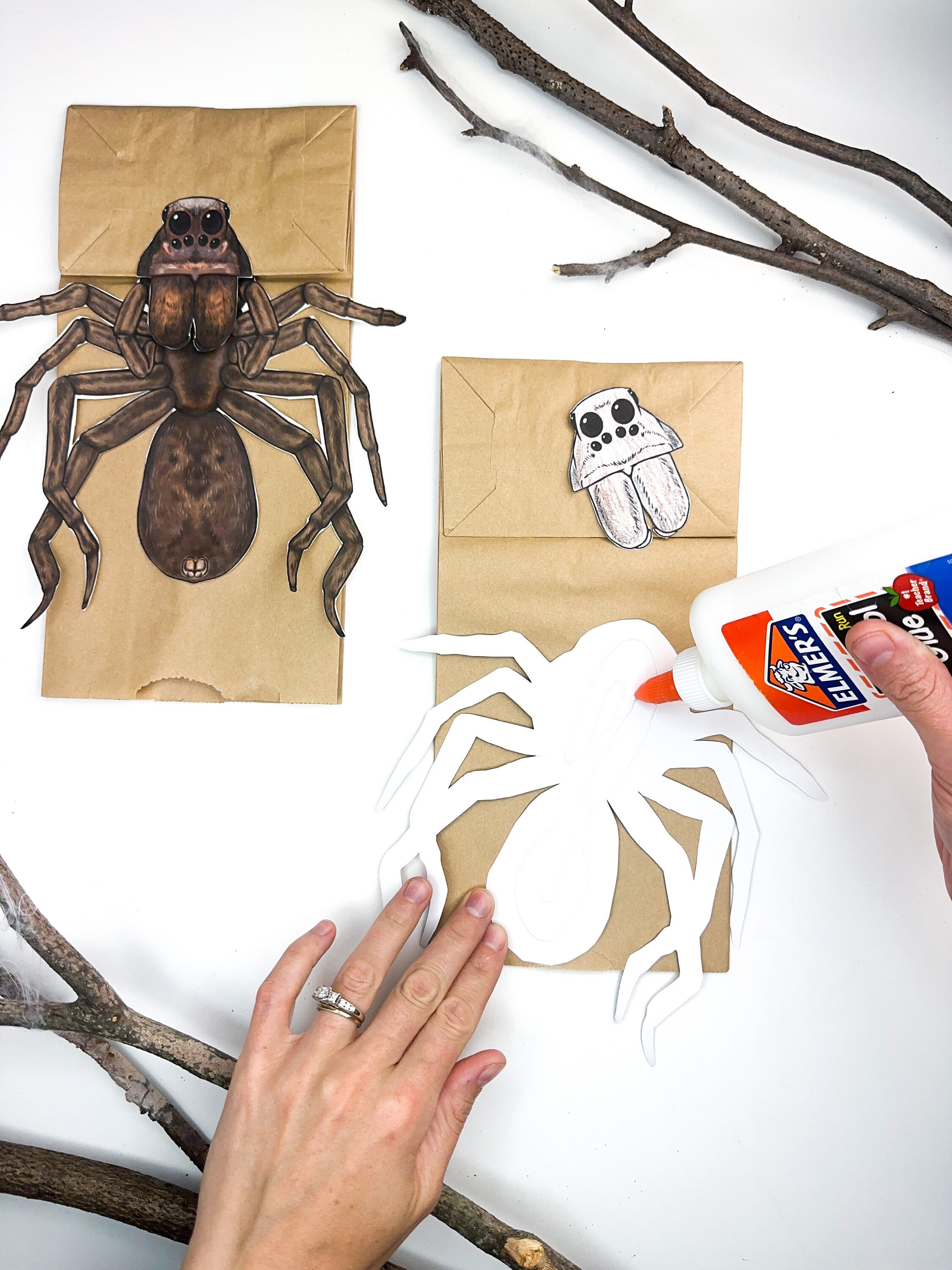 DIY SPIDER Paper Bag Puppet PDF | Printable Kids Craft Template | Fun ...