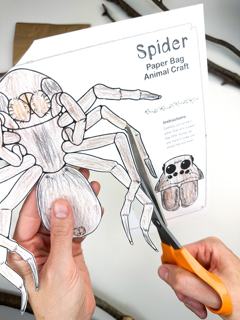 DIY SPIDER Paper Bag Puppet PDF | Printable Kids Craft Template | Fun ...