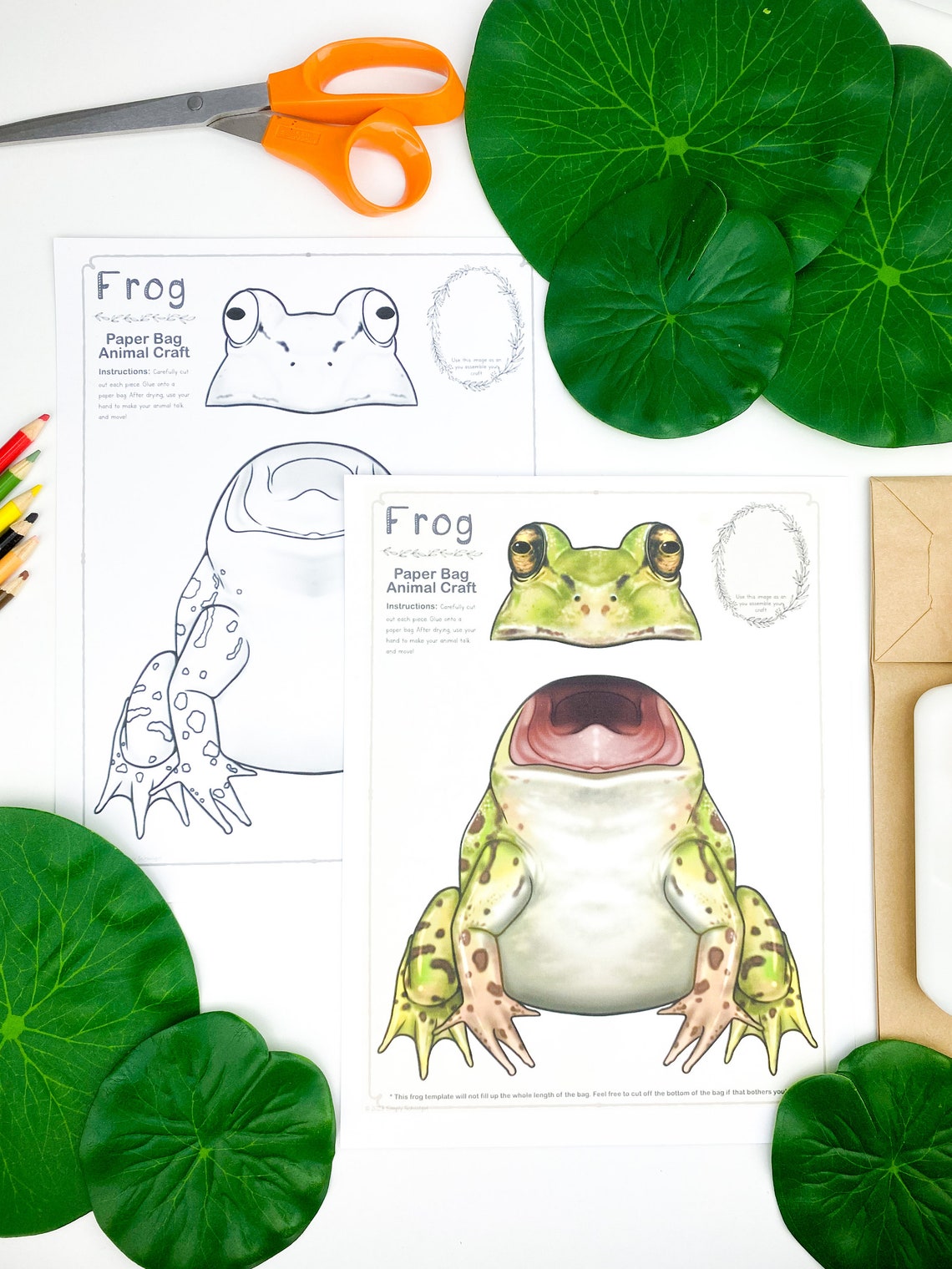 Frog Paper Bag Puppet Craft Kit | Eco-friendly Printable Template ...