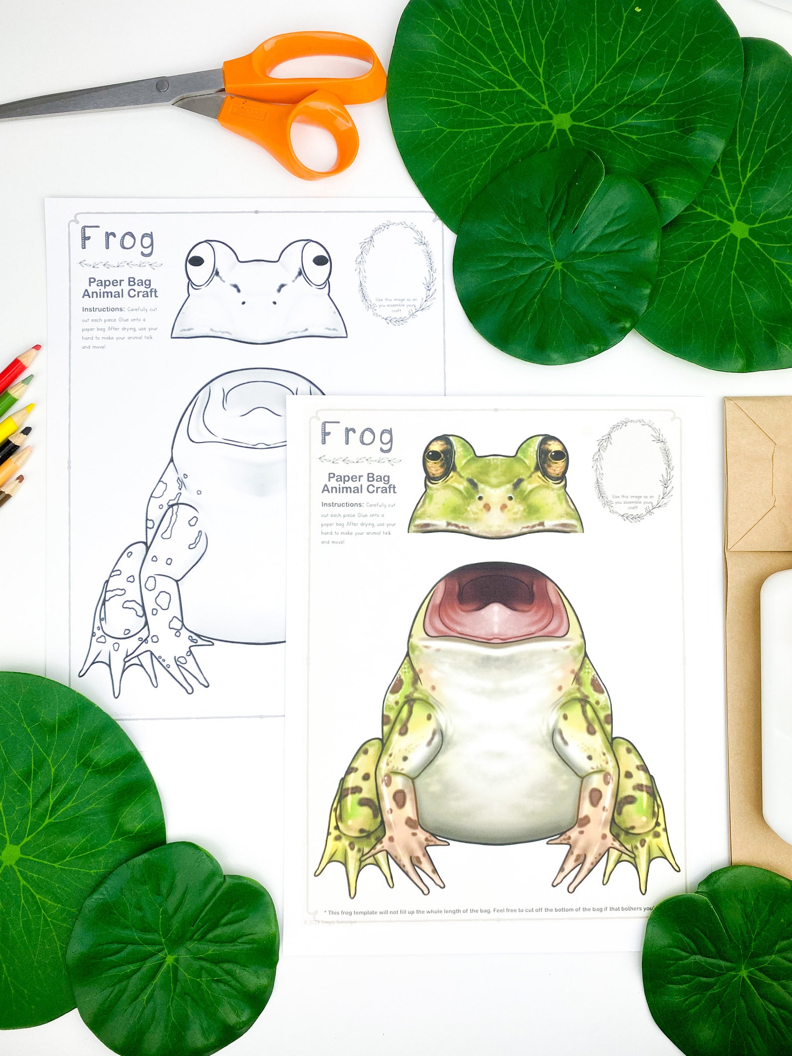Frog Paper Bag Puppet Craft Kit | Eco-friendly Printable Template ...