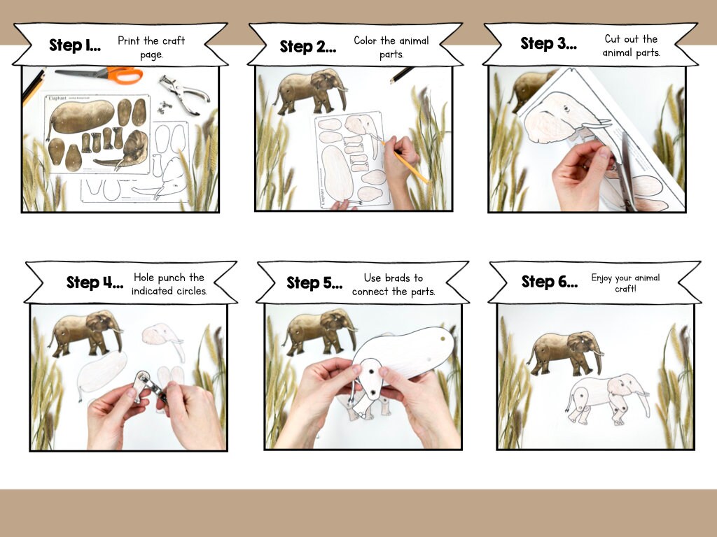 Printable Articulated Elephant Puppet | Fun Educational Activity for ...