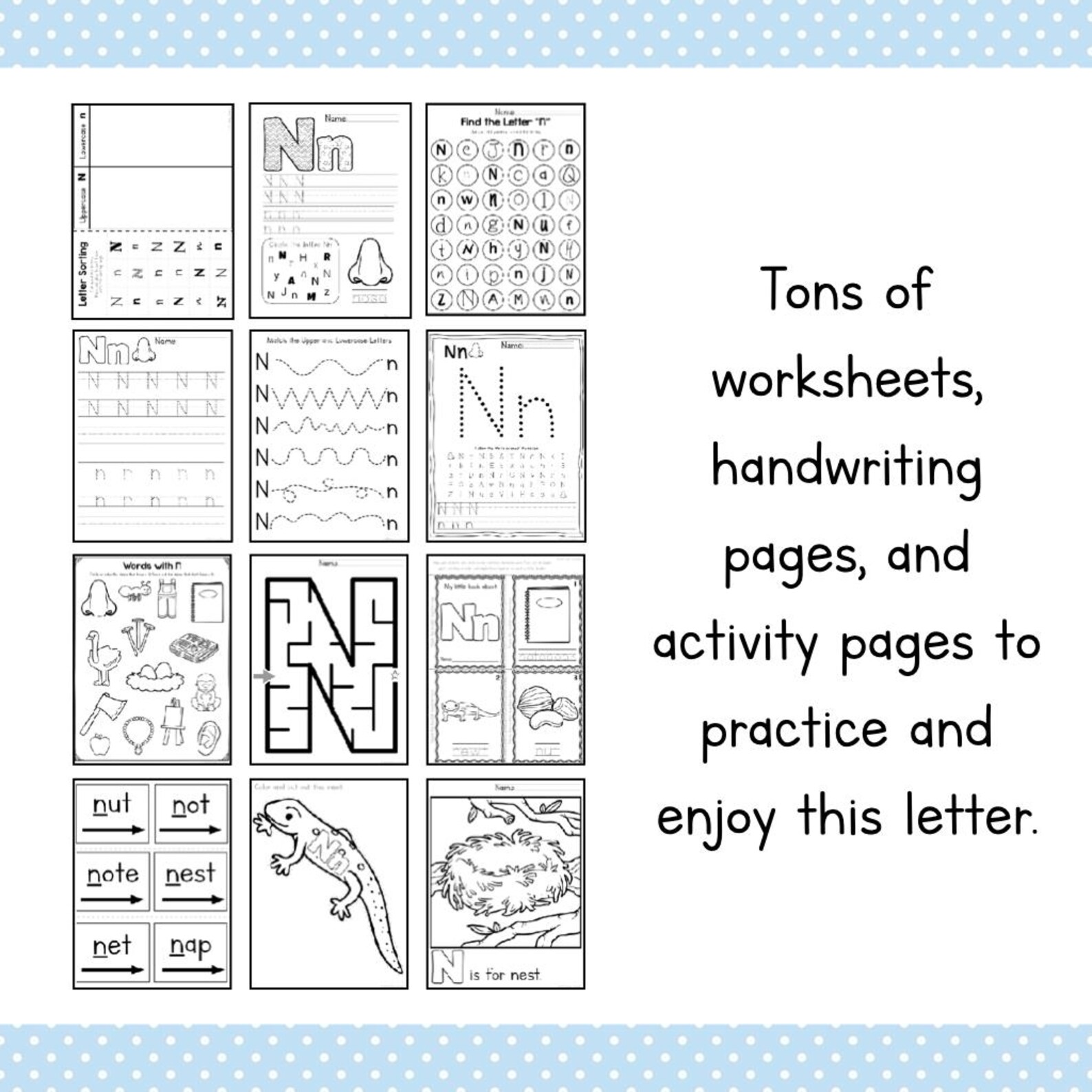 PRESCHOOL Letter N ACTIVITIES PDF - Alphabet Letter of the Week Packet ...