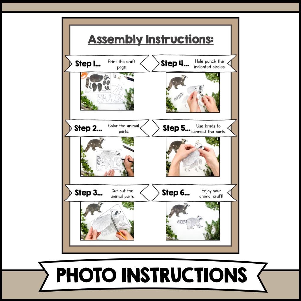 Printable JOINTED Raccoon Paper Puppet Craft Kit | DIY Articulated ...