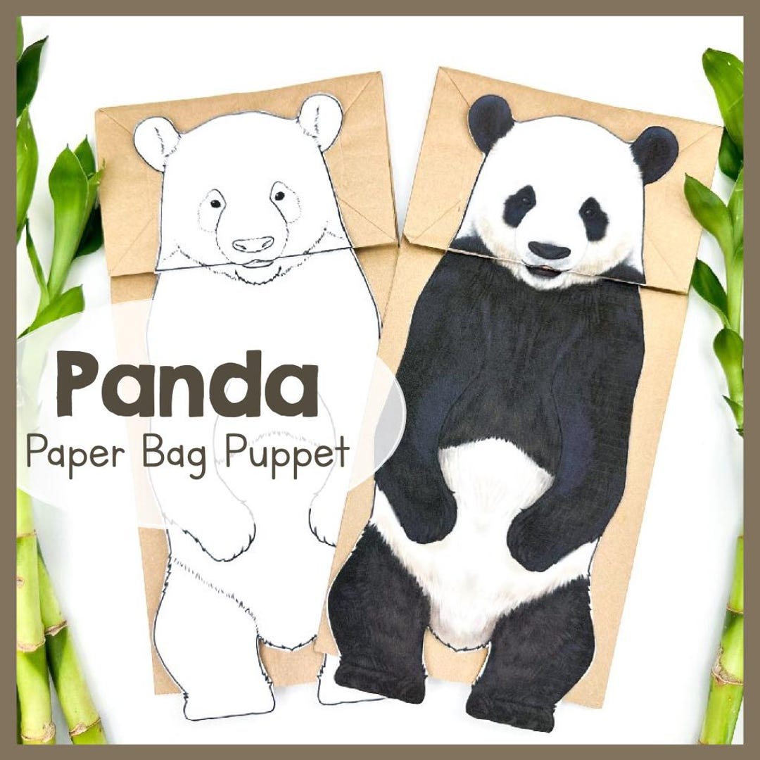 Panda Paper Bag Puppet Craft Kit: Printable Template (PDF Download ...