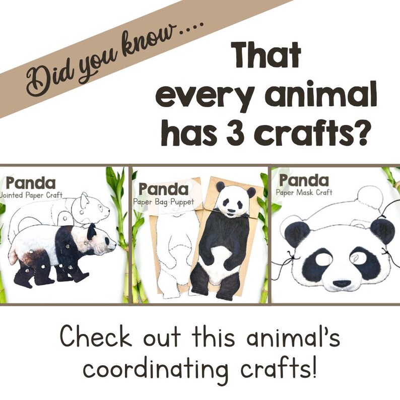 Printable PANDA Paper Bag Puppet Craft | DIY Animal Template PDF | Kids ...