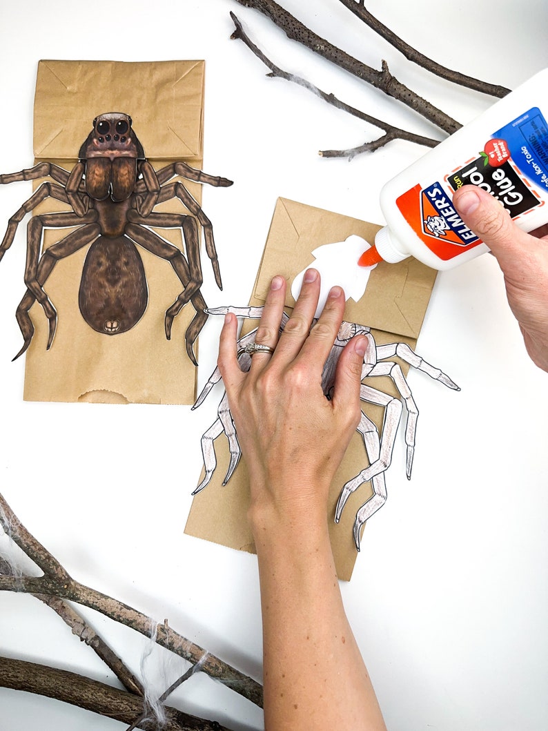 DIY SPIDER Paper Bag Puppet PDF | Printable Kids Craft Template | Fun ...