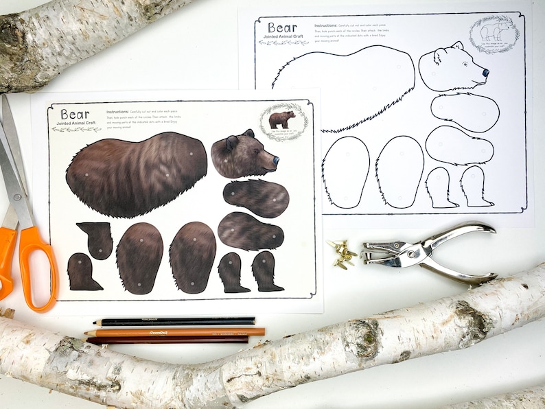 Articulated Bear Paper Craft Template: 3D Animal Project (digital ...