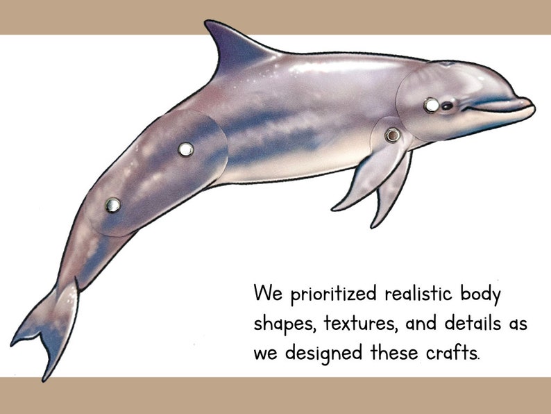 Articulated Dolphin Craft Template Jointed Printable Movable Marine ...