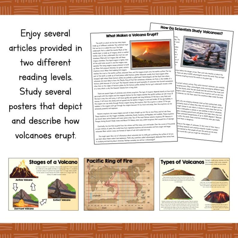 Volcano Unit Study Printable • Earth Science Worksheets, Posters ...