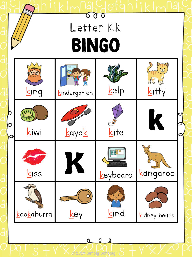 Letter K Bingo Game - Etsy