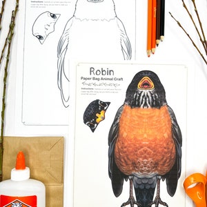 Robin Paper Bag Puppet Kit Autistic Kids Crafts Time Activity Printable ...