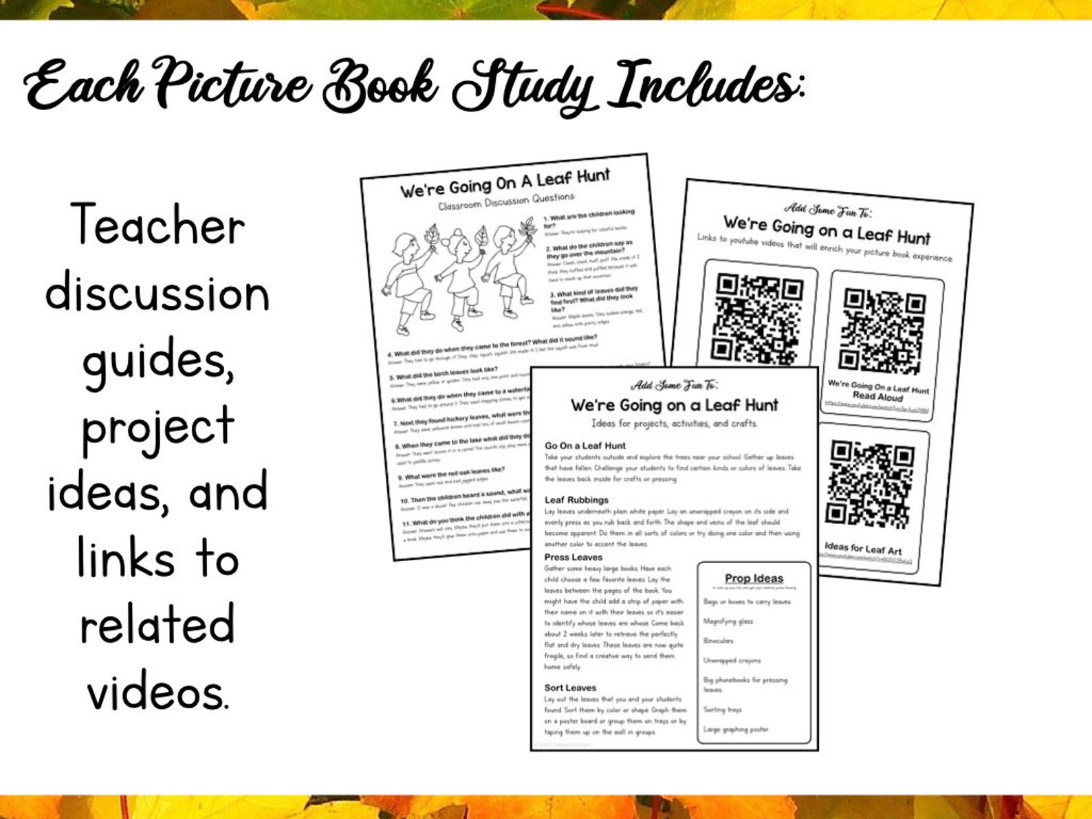 We're Going on a Leaf Hunt- Picture Book Study Companion - Etsy