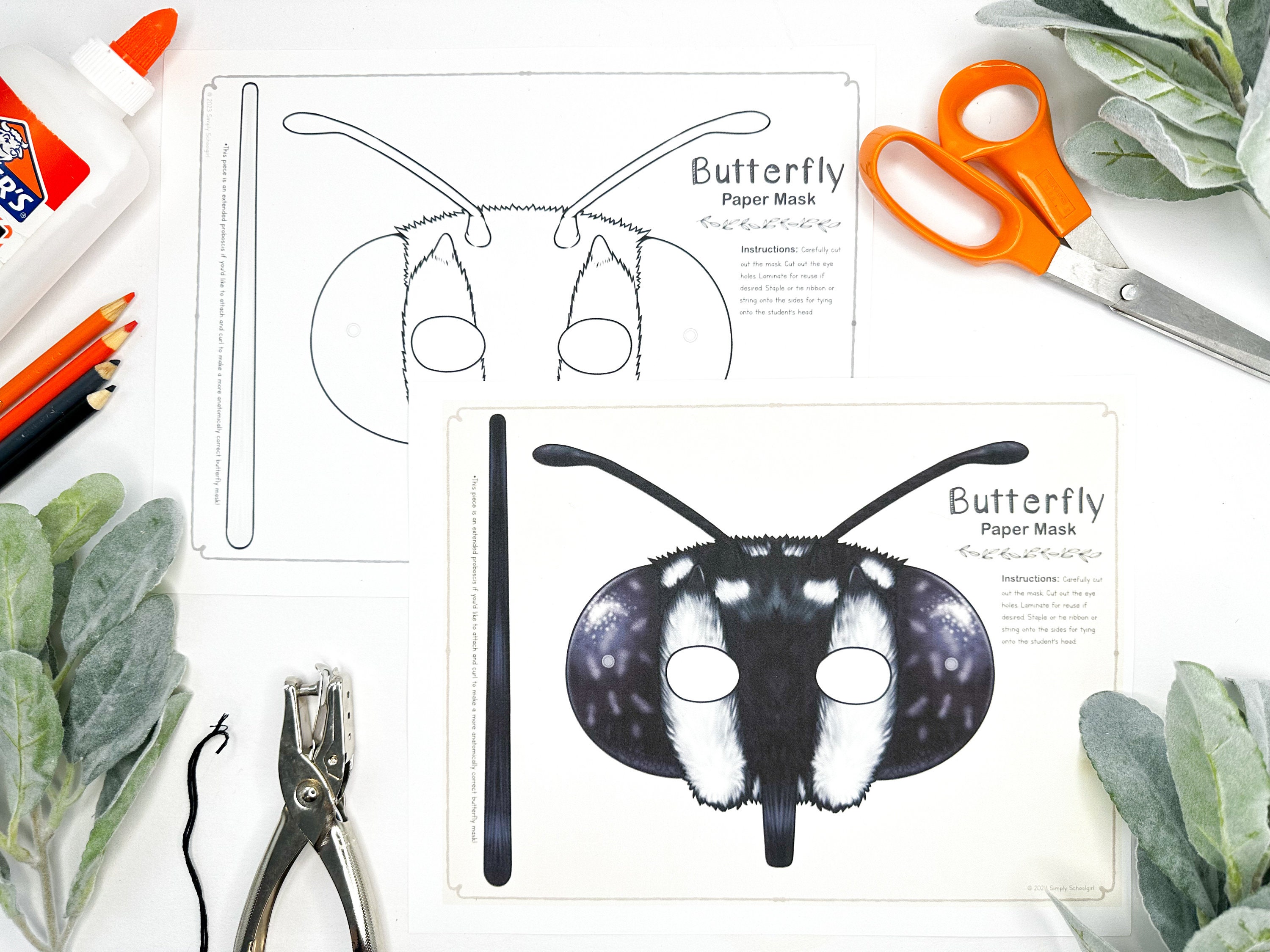 Butterfly Paper Mask Craft Template | Artistic Paper Animal Mask for ...