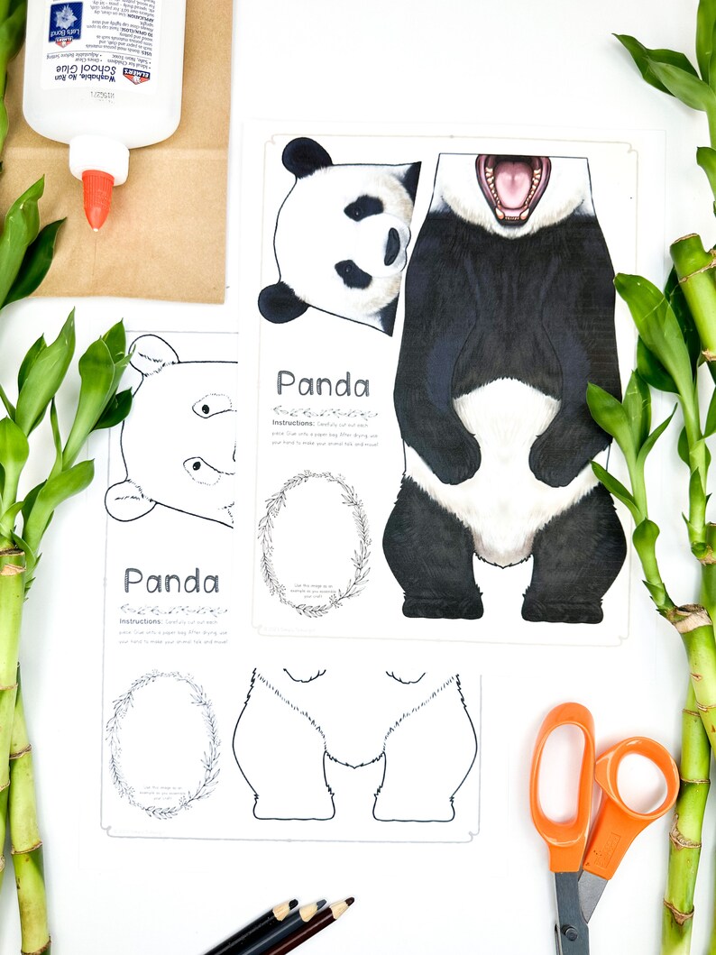 Panda Paper Bag Puppet Craft Kit | Eco-friendly Printable Template ...