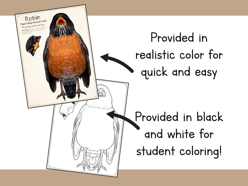 Robin Paper Bag Puppet Kit | Autistic Kids Crafts Time Activity ...