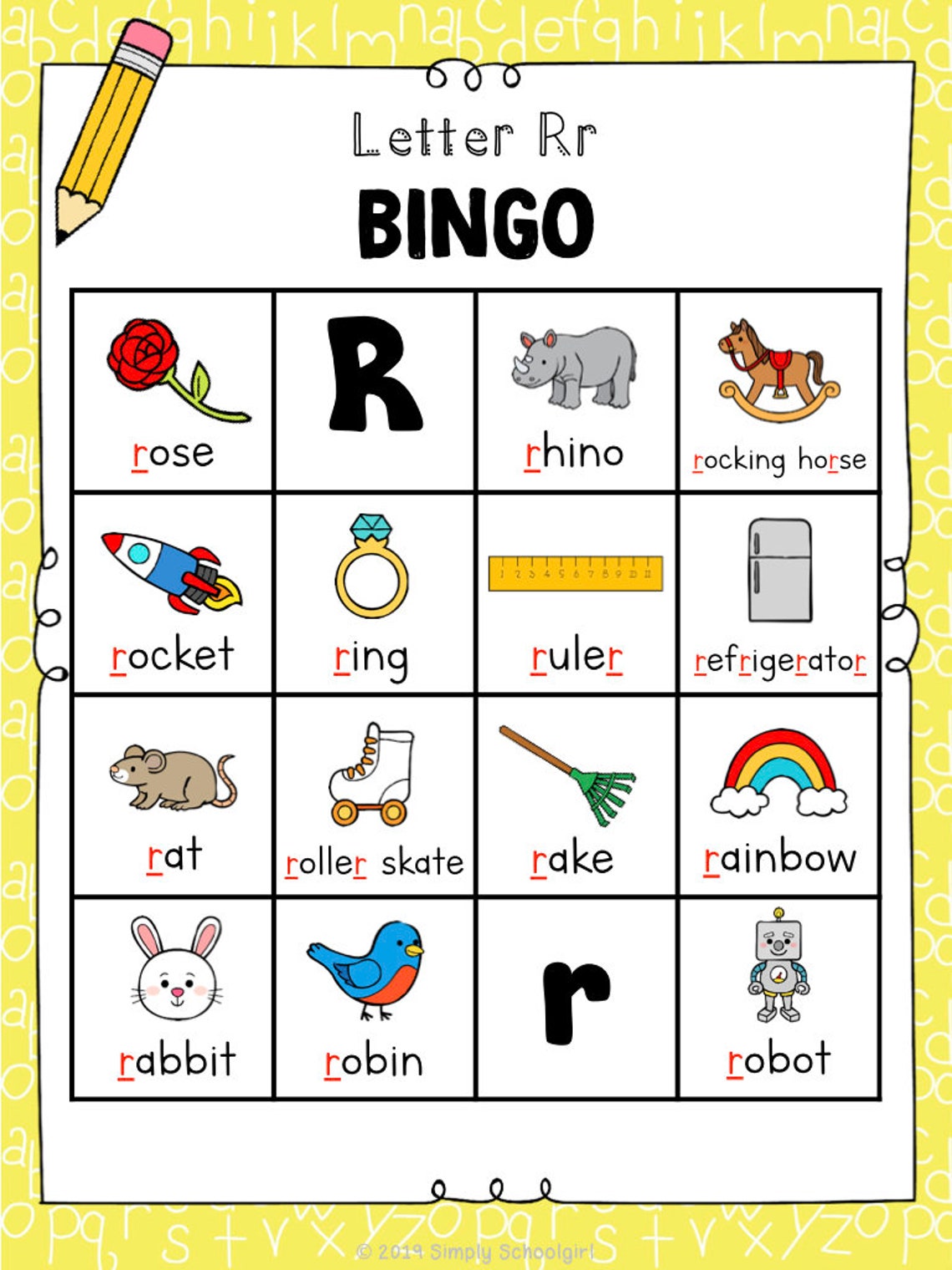 Letter R Bingo Game - Etsy
