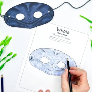 Whale Paper Mask Template: Printable Kids Craft, Costume Party (PDF ...