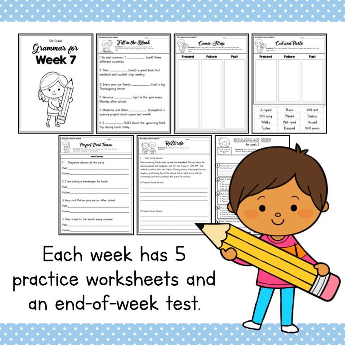 Complete 5th GRADE GRAMMAR Curriculum Printable - 30 Weeks of ...