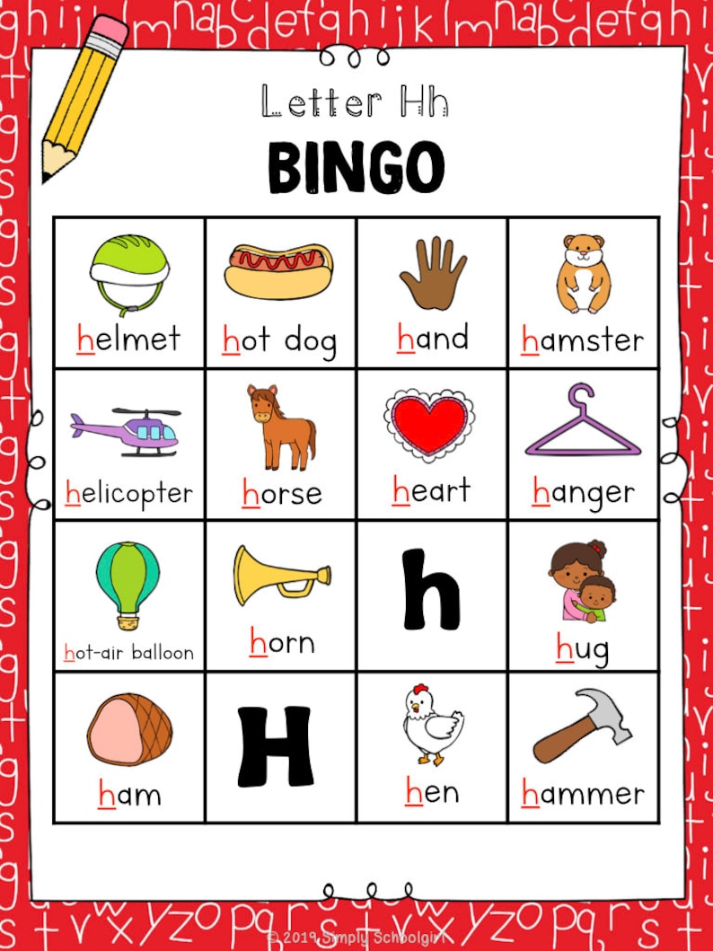 Letter H Bingo Game - Etsy