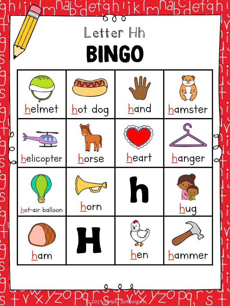 Letter H Bingo Game - Etsy