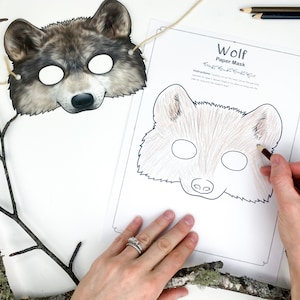 Wolf Paper Mask Template | Printable Kid's Craft Activity | Articulated ...