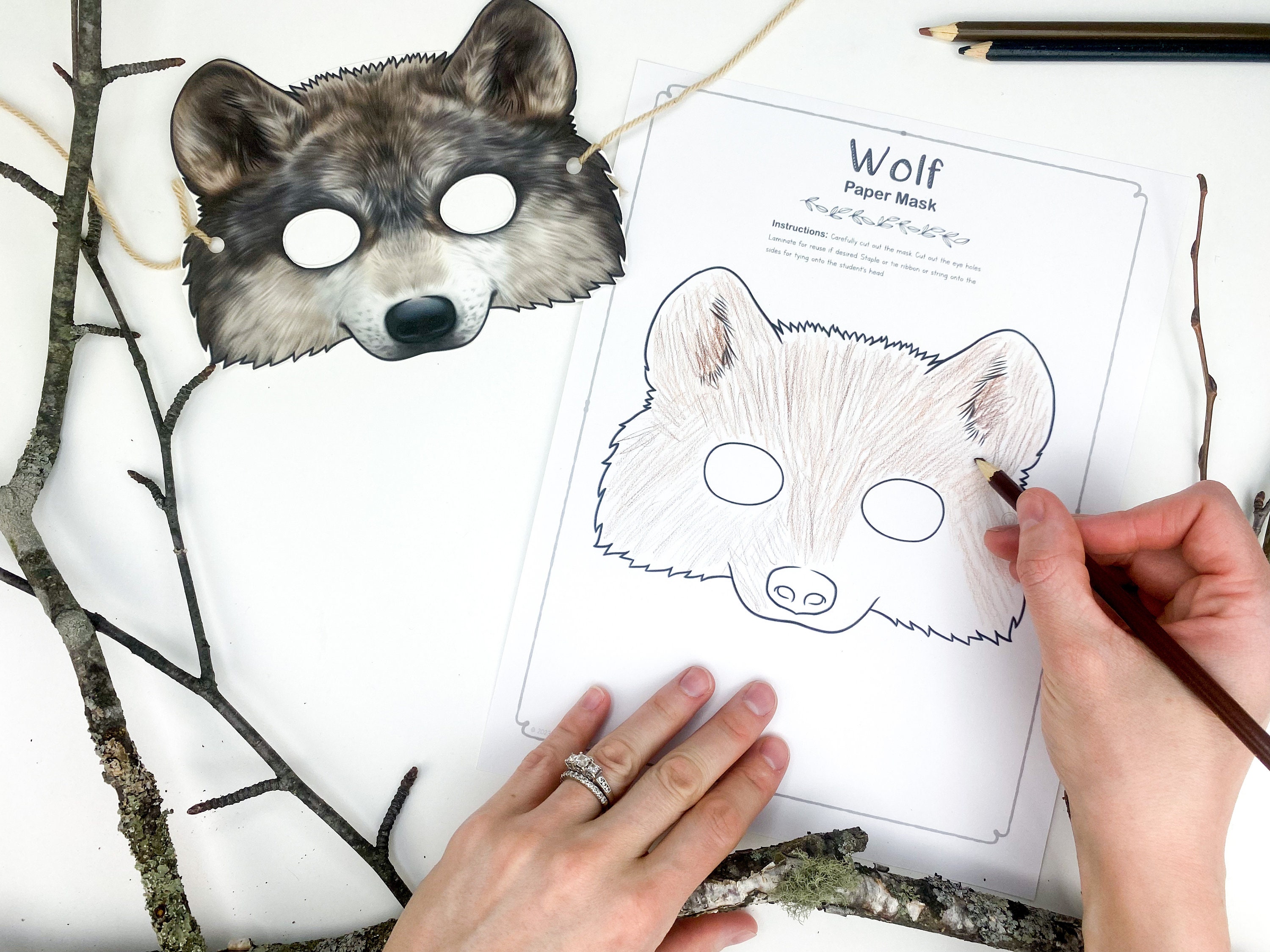 Wolf Paper Mask Template | Printable Kid's Craft Activity | Articulated ...