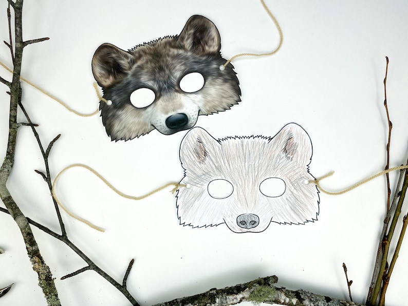 Wolf Paper Mask Template | Printable Kid's Craft Activity | Articulated ...
