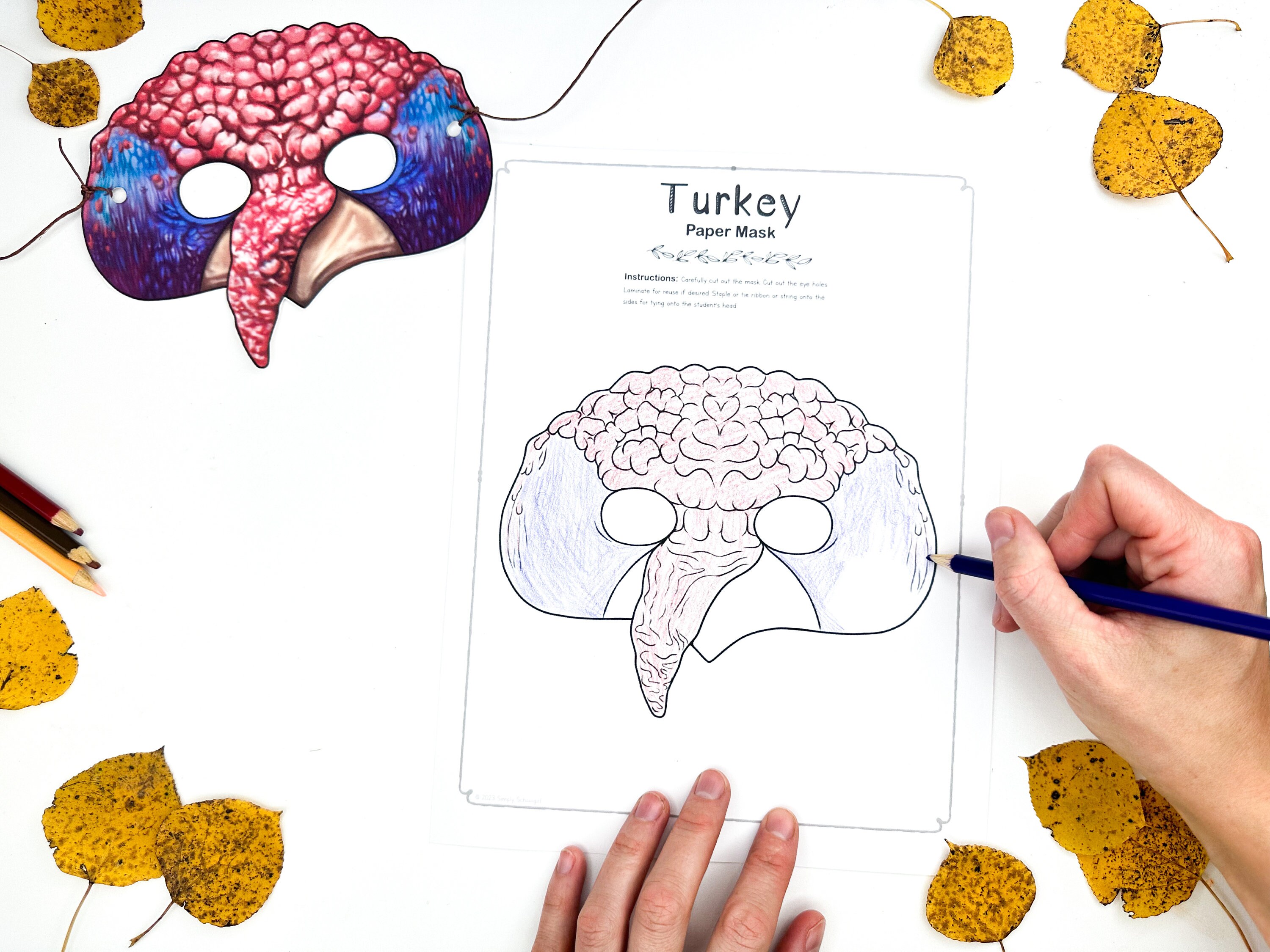 Printable Turkey Craft Mask | Turkey Coloring Mask Activity | Paper Diy ...