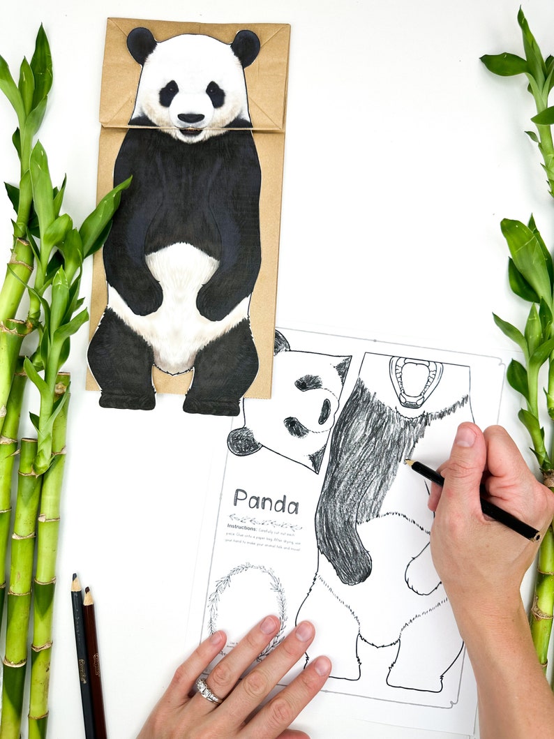 Panda Paper Bag Puppet Craft Kit | Eco-friendly Printable Template ...