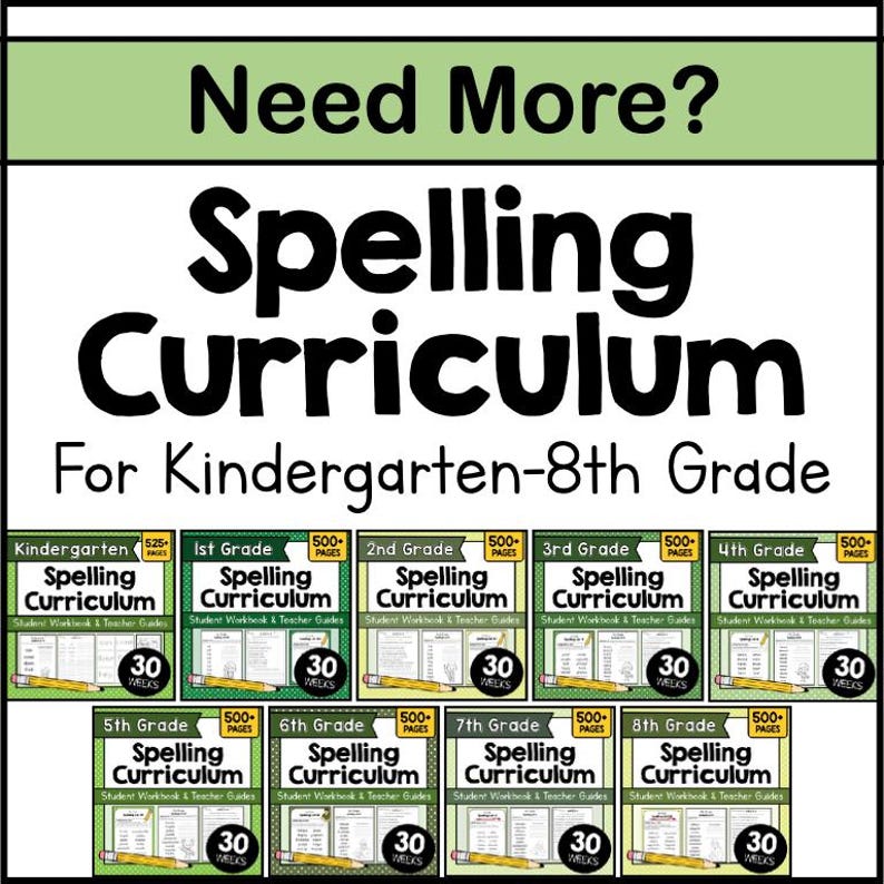 4th GRADE SPELLING Curriculum Printable - 30 Weeks of Printable ...