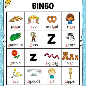Letter Z Bingo Game - Etsy
