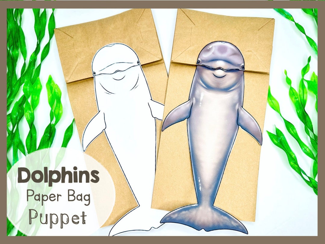 Dolphin Paper Bag Puppet Craft Kit | Eco Friendly Printable Animal ...