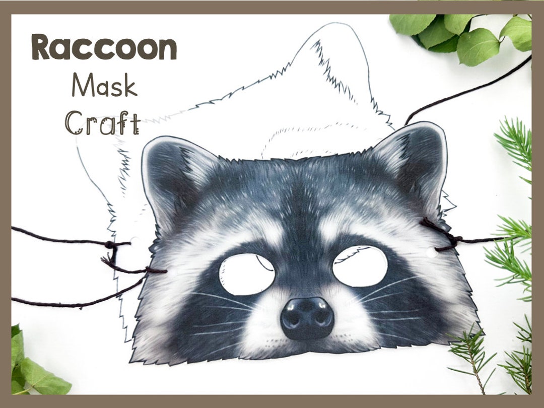 Raccoon Paper Mask Craft Kit | Printable Animal Mask | Fun Party Favor ...