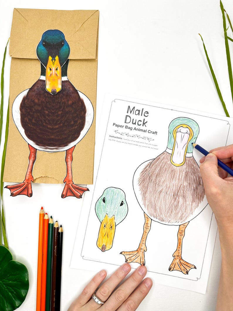 DIY Duck Puppet Printable | Fun Paper Bag Craft Template | Easy Puppet ...
