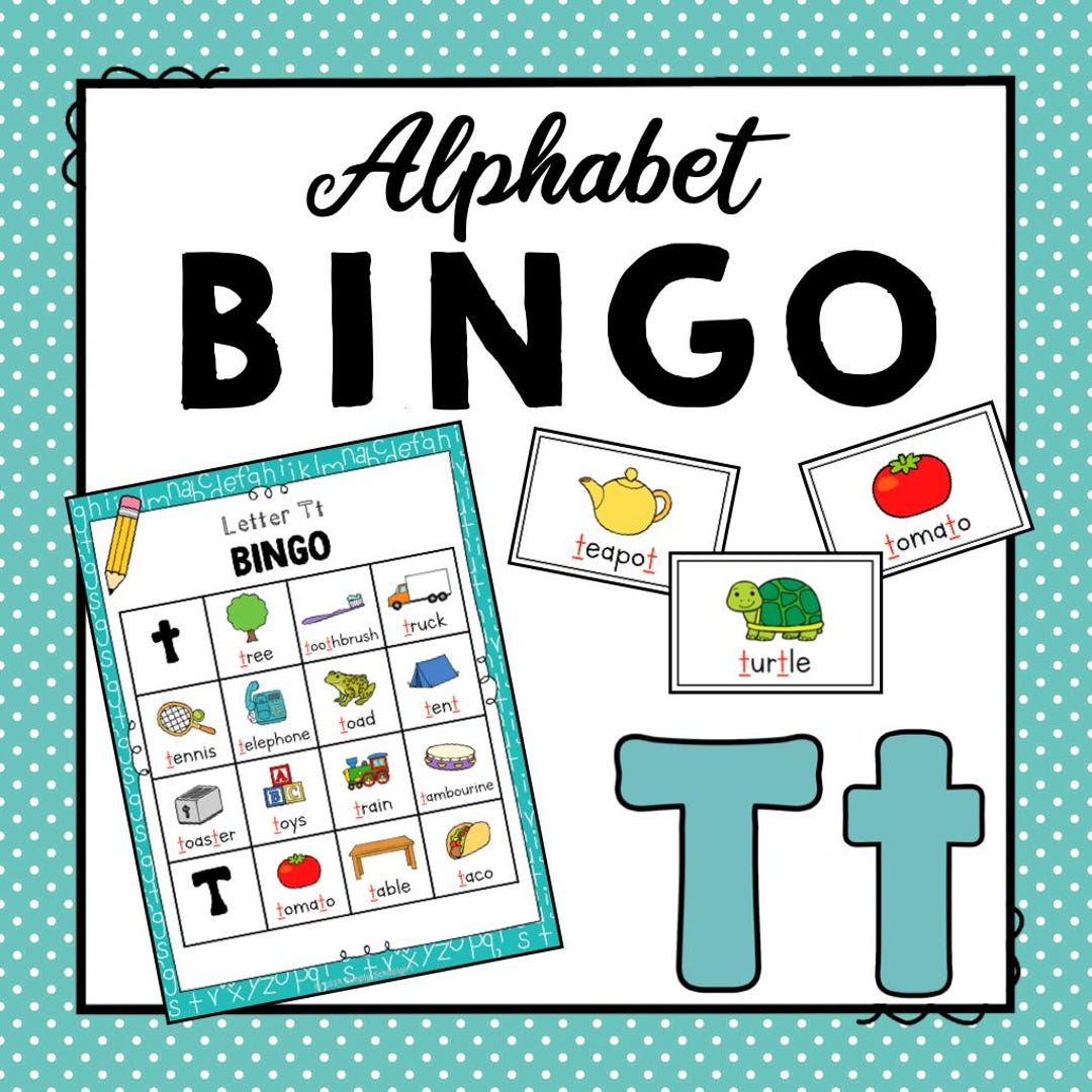 Letter T BINGO GAME Printable - Cute Alphabet Bingo for Preschool and ...