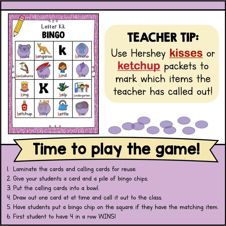 Letter K BINGO GAME Printable Pdf - Kindergarten Alphabet Bingo Cards ...