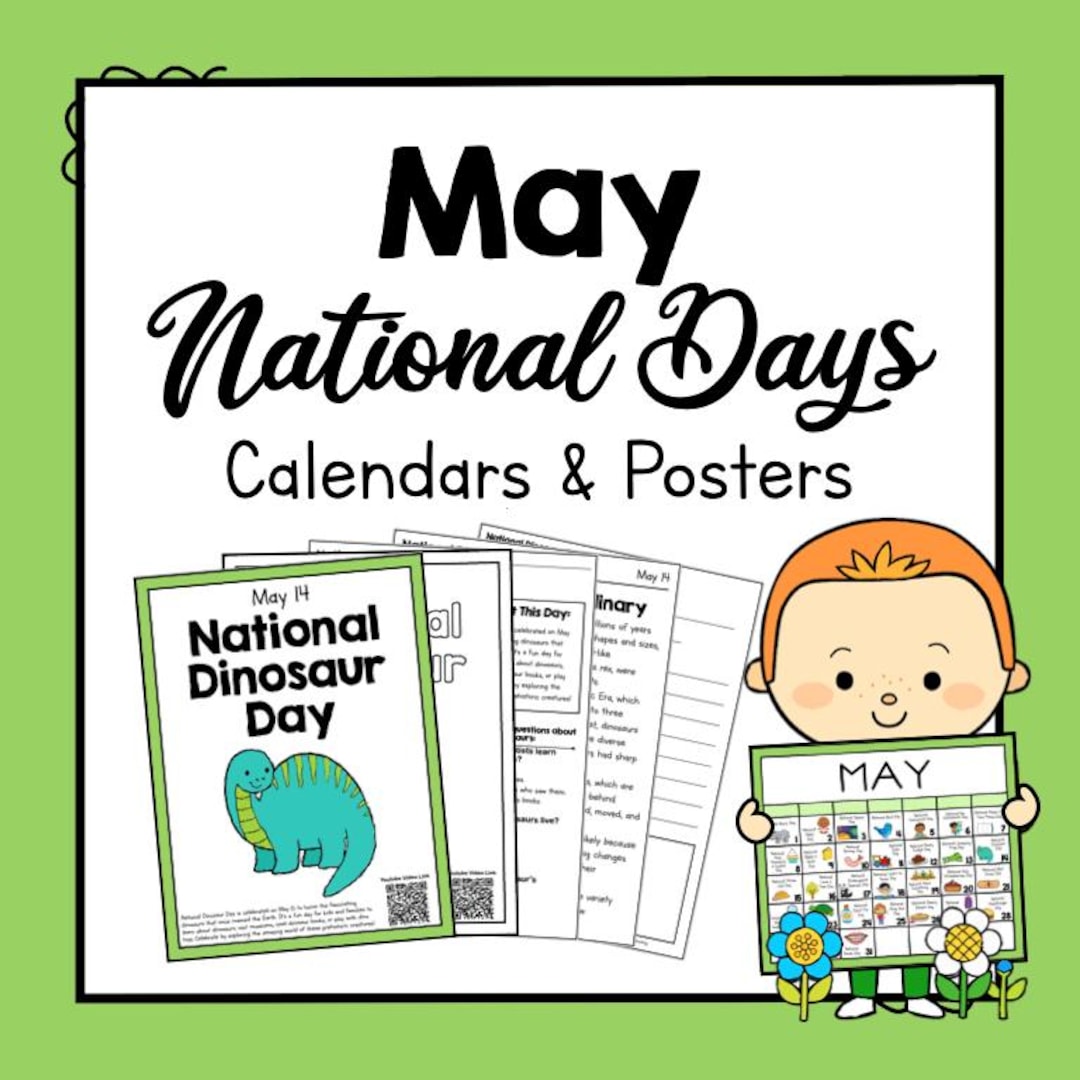 May National Days Posters, Worksheets, Articles, and Calendars - Etsy