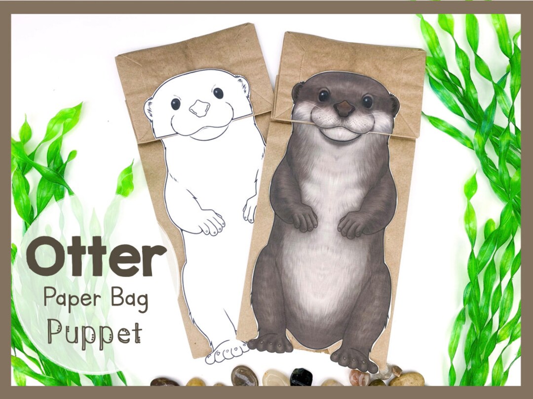 Kids Craft Otter Puppet | Printable Paper Bag Template | Animal ...
