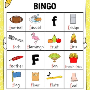 Letter F Bingo Game - Etsy Canada
